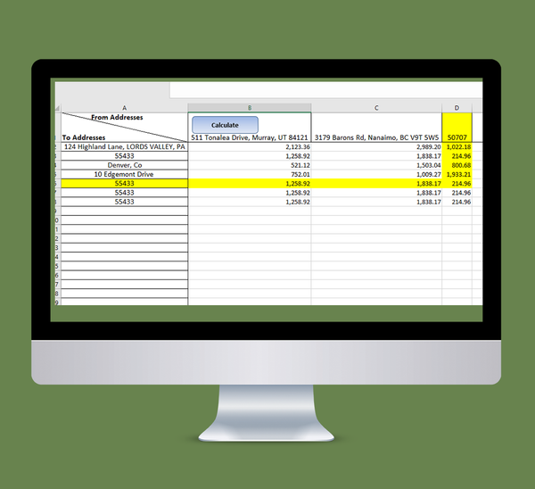 Matrix Excel Distance Calculator 2.0 - Calculate Distances in intersec ...